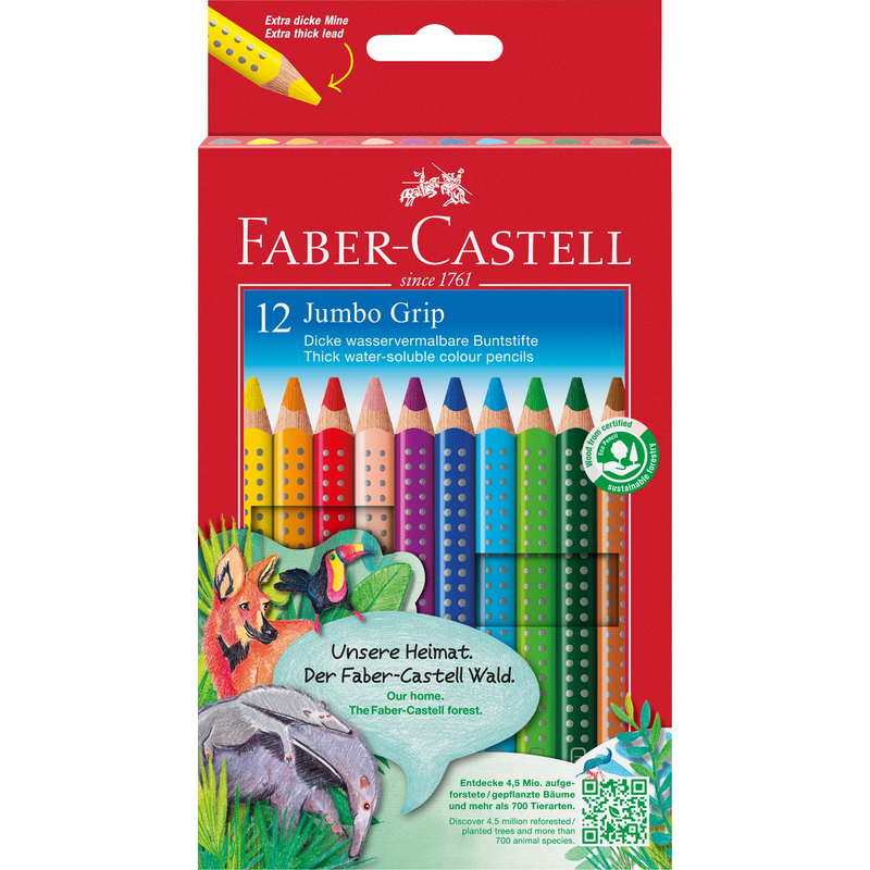 FABER CASTELL Dreikant Buntstifte Jumbo GRIP 12er Etui 110912 Bei
